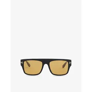 TOM FORD Square Acetate Sunglasses - Shiny Black  /brown