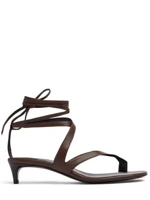 Khaite 35mm Aimee Leather Thong Sandals - Cigar