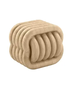 TOV FURNITURE Love Knot Faux Indoor / Outdoor Accent Stool - Travertine
