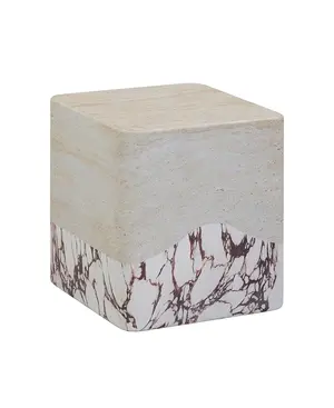 TOV FURNITURE Brut Concrete Indoor / Outdoor Side Table - Breccia,travertine
