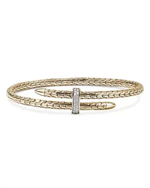 John Hardy 14k Yellow Diamond Spear Flex Cuff Bracelet - Gold