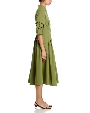 Simkhai Jazz Pintuck Midi Dress - Olive