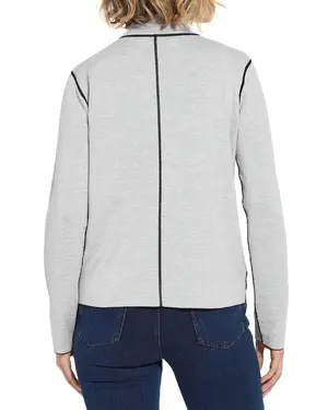 Lyssé Reversible Zip Up Cardigan - Black/ Grey