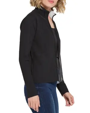Lyssé Reversible Zip Up Cardigan - Black/ Grey