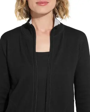 Lyssé Reversible Zip Up Cardigan - Black/ Grey