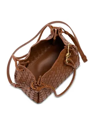 Bottega Veneta Parachute Leather Top Handle Bag - Tannin/gold