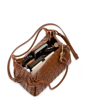 Bottega Veneta Parachute Leather Top Handle Bag - Tannin/gold
