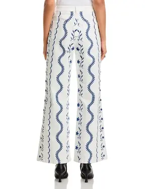 Aqua Embroidered High Rise Wide Leg Jeans