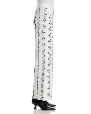 Aqua Embroidered High Rise Wide Leg Jeans