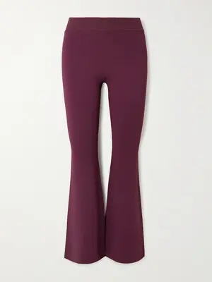 Stella McCartney Cropped Jersey Flared Pants - Burgundy
