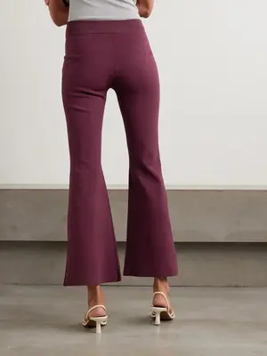 Stella McCartney Cropped Jersey Flared Pants - Burgundy