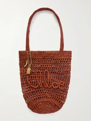 Chloé Embroidered Raffia Tote