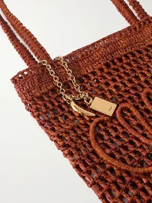 Chloé Embroidered Raffia Tote