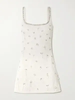CLIO PEPPIATT Droplet Embellished Beaded Mini Dress - Neutrals
