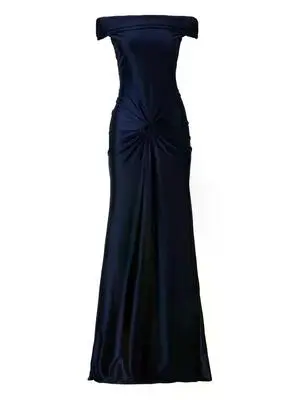 MOOS STUDIO Off-shoulder Draped Gown - Blue