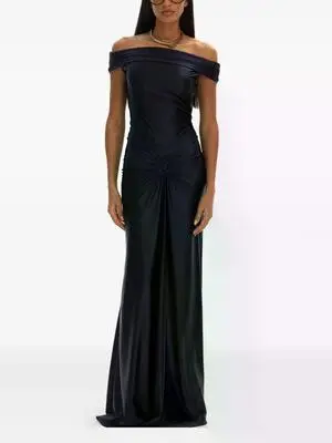 MOOS STUDIO Off-shoulder Draped Gown - Blue