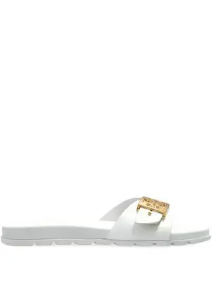 Tory Burch Buckle Slides - White