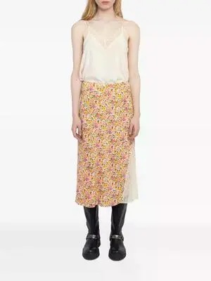 Zadig&Voltaire Floral Print Midi Skirt - Orange
