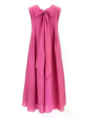 Max Mara Pleated Midi Dress With Bow Detail