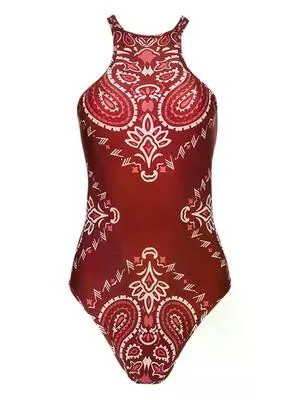 Attico Bandana-print Halterneck One-piece Swimsuit - Red
