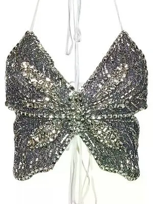 ROOM76 Embellished Butterfly Crop Top