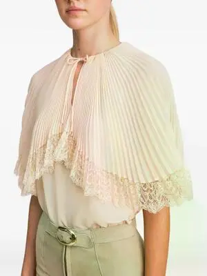 TWINSET Pleated Cape Top With Lace Trim