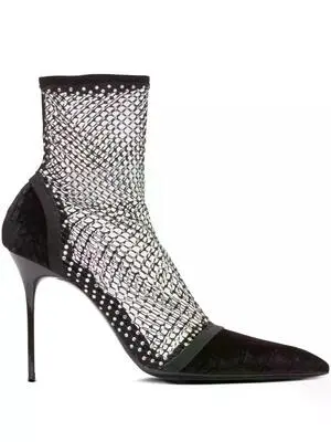 Balmain Rhinestone-embellished Mesh Booties