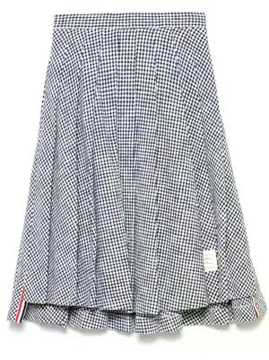 Thom Browne Pleated Tweed Midi Skirt - Blue