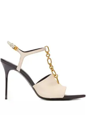 Balmain Leather Heeled Sandals - Neutrals