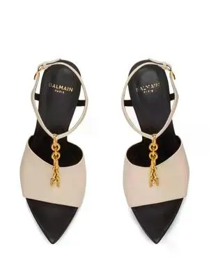 Balmain Leather Heeled Sandals - Neutrals