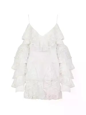 Balmain Ruffled Mini Dress - White