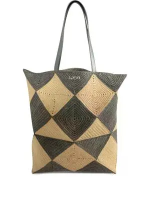 Loewe Puzzle Fold Geometric Woven Xl Tote Bag - Neutrals