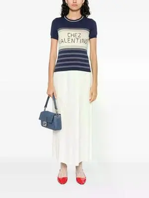 Valentino Garavani Chez Striped Knit Sweater - Blue