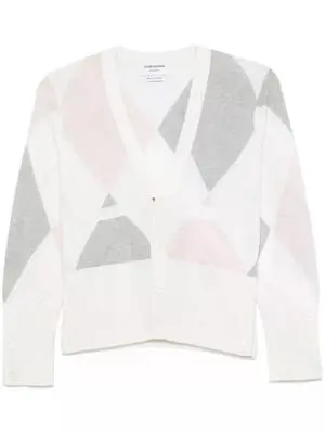 Thom Browne Argyle-intarsia Cashmere Jumper - White
