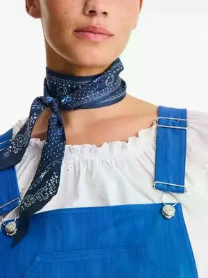 Longchamp French Bandana Printed Silk Neck Scarf