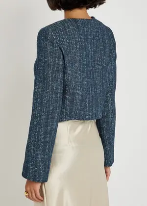 FRAME Tweed Cropped Jacket - Indigo