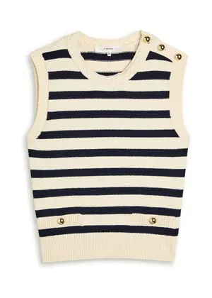 FRAME The Harbour Striped Knit Tank - Navy