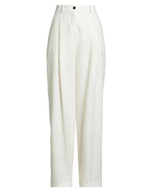 ALYSI Virgin Wool Pinstriped Wide-leg Pants - Ivory
