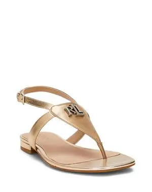 Ralph Lauren Everley Metallic Nappa Leather Sandal - Orange
