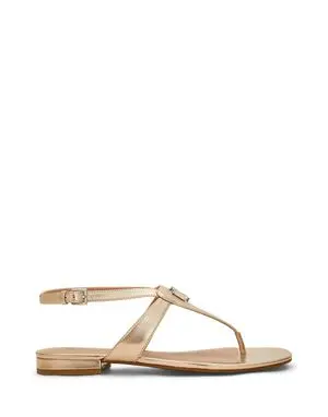 Ralph Lauren Everley Metallic Nappa Leather Sandal - Orange