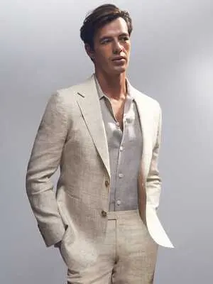 REISS Bloomfield Linen-cotton Single-breasted Suit Blazer Slim-fit