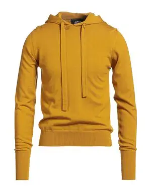 Alpha Studio Rust Merino Wool Hooded Sweater - Yellow