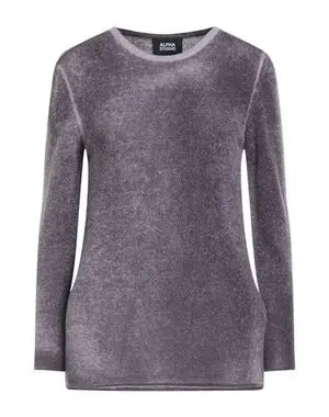 Alpha Studio Sweater In Baby Alpaca Wool Blend - Plum