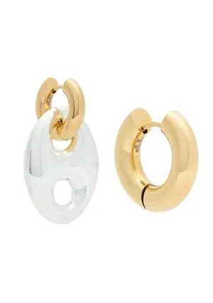 Timeless Pearly Two-tone Mismatched Hoop Earrings - Gold