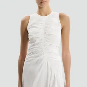 Theory Asymmetrical Ruched Midi Dress - White