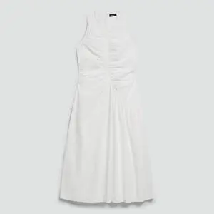 Theory Asymmetrical Ruched Midi Dress - White