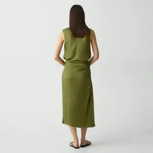 Theory Ruched A-line Midi Skirt - Avocado
