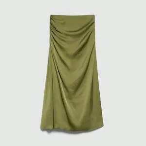 Theory Ruched A-line Midi Skirt - Avocado