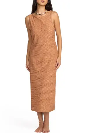 BILLABONG Eyelet Cover-up Midi Dress - Rose Brown