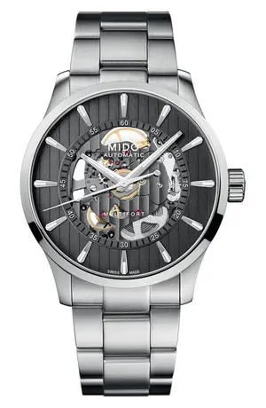 MIDO Multifort Skeleton Vertigo Bracelet Watch - Anthracite